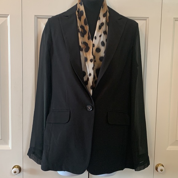 CAbi | Jackets & Coats | Dressy Black Cabi Blazer With Sheer Sleeves ...